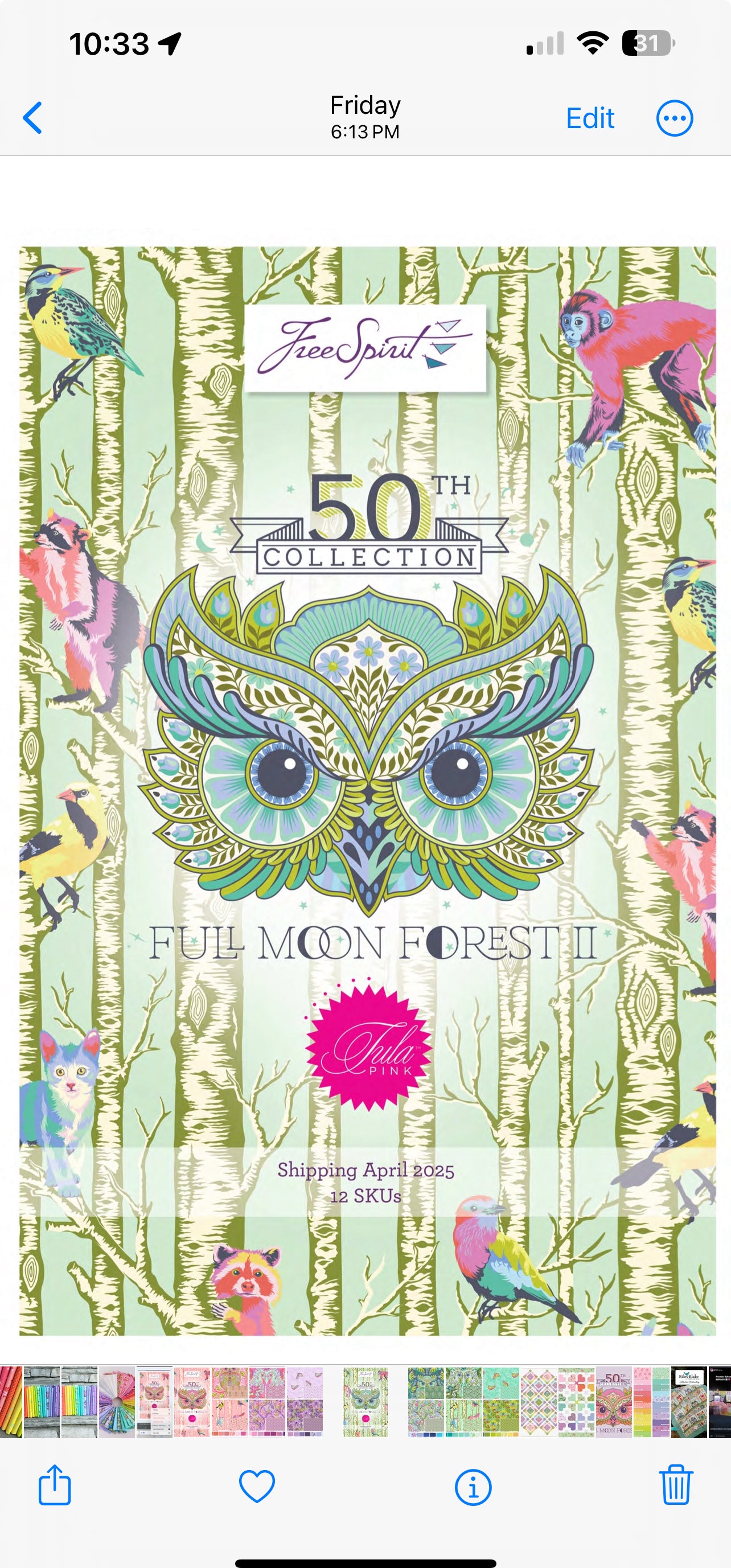 Full Moon Forest II Tula Pink 50th Collection Complete FQ Bundle ...