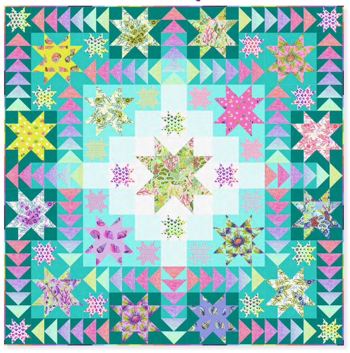 PRE-ORDER Sea Stars Quilt Kit featuring Floral Reef – Strawberry Quiltcake